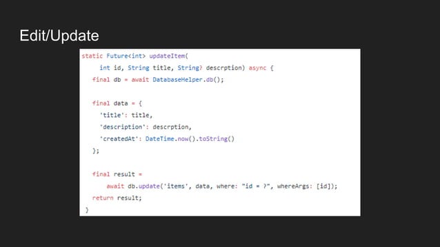 SQLite in Flutter.pptx | Databases | Computer Software and Applications