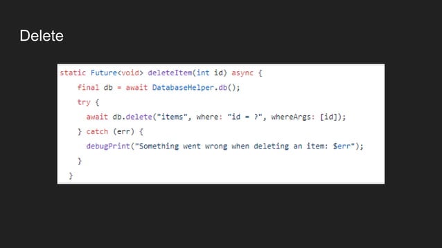 SQLite in Flutter.pptx | Databases | Computer Software and Applications