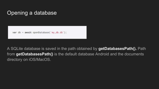 SQLite in Flutter.pptx | Databases | Computer Software and Applications