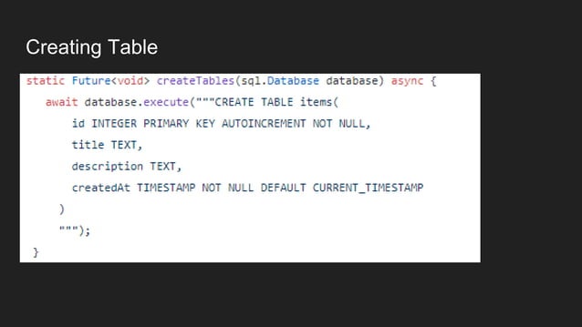 SQLite in Flutter.pptx | Databases | Computer Software and Applications