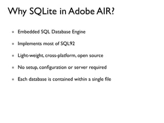 Introduction to SQLite in Adobe AIR | PPT