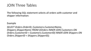 SQL JOIN.pptx | Databases | Computer Software and Applications