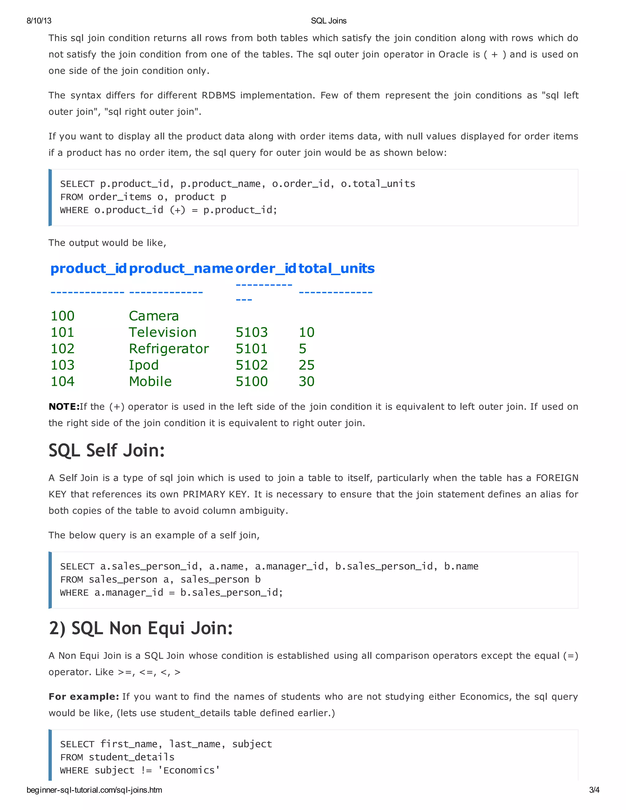 Sql joins | PDF | Databases | Computer Software and Applications