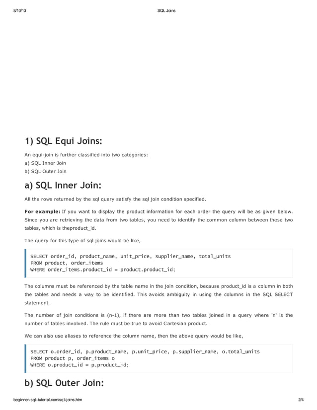 Sql joins | PDF | Databases | Computer Software and Applications