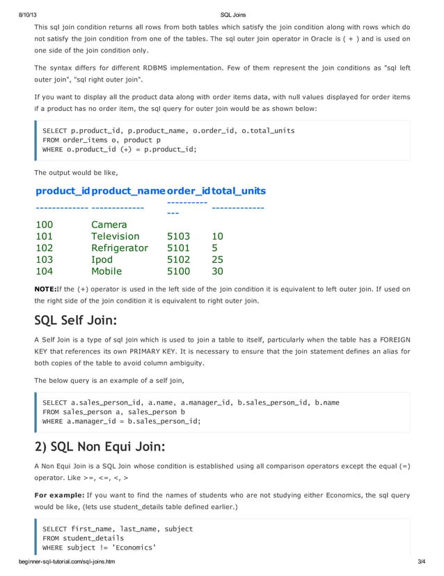 Sql joins | PDF | Databases | Computer Software and Applications