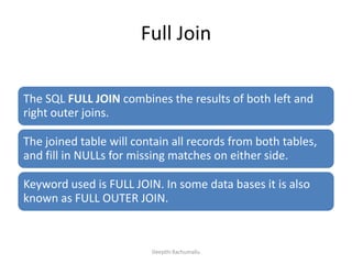 Sql joins inner join self join outer joins | PPT