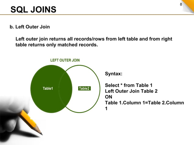 Sql joins | PPT | Databases | Computer Software and Applications