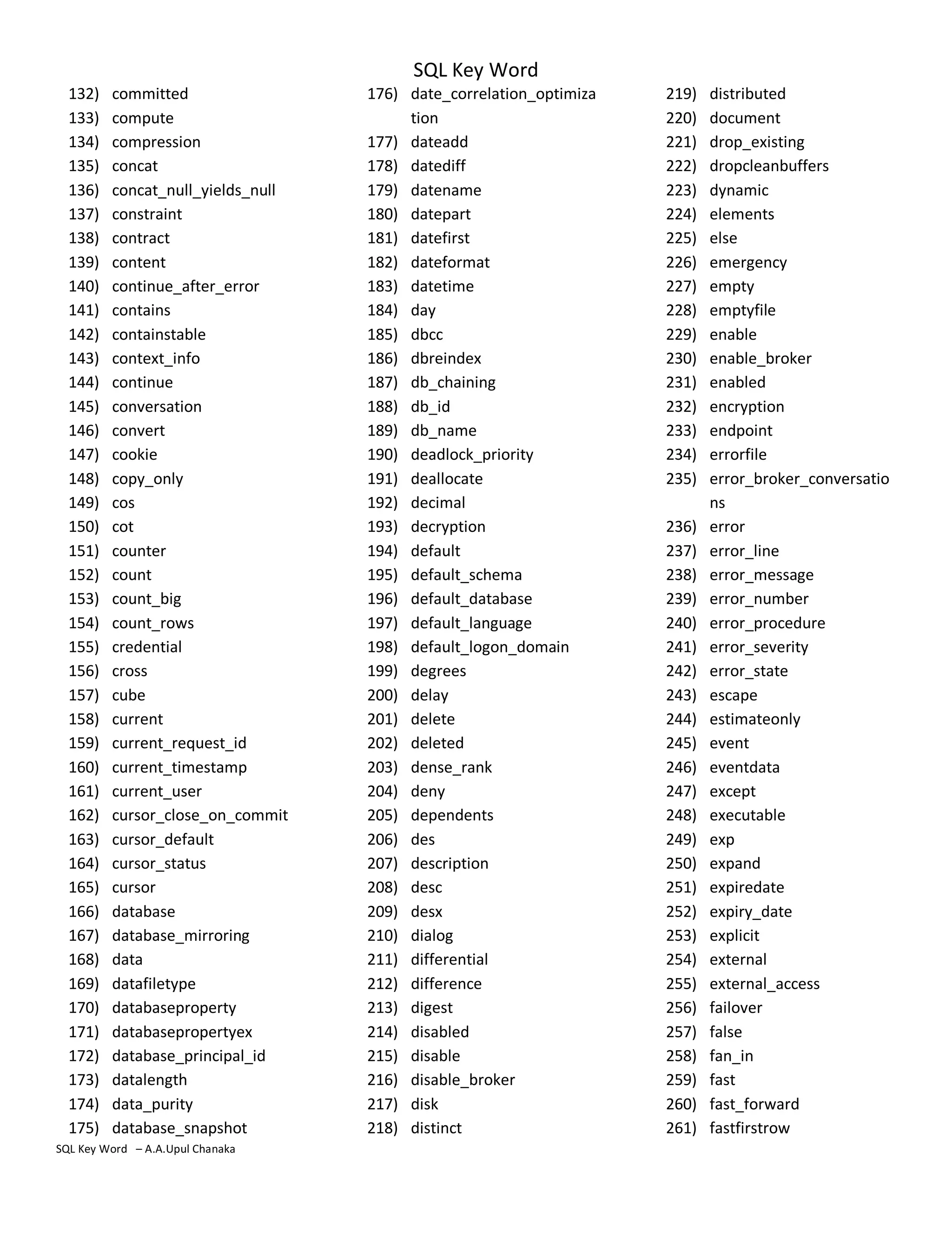 SQL Server Key Word | PDF