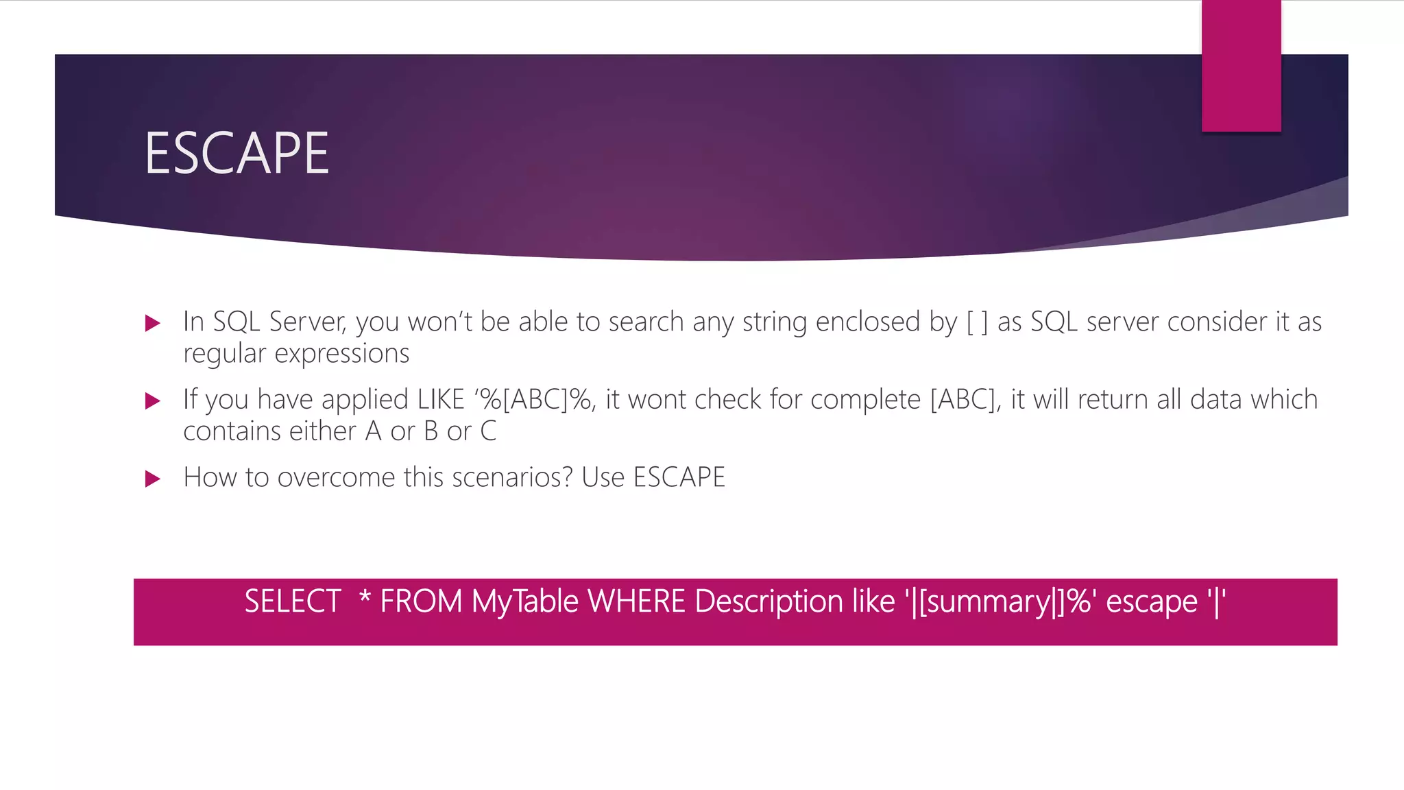 Sql Keywords - You Need to Use | PPTX