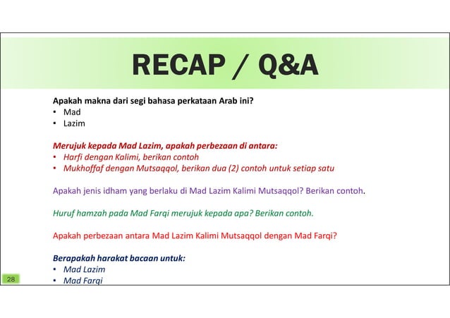 Mad Lazim Harfi, Mad Lazim Kalimi, Mad Farq | PDF