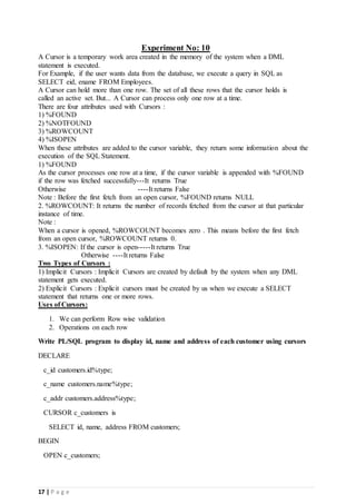 Sql lab experiments | PDF