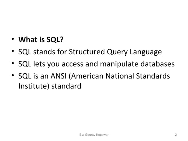 SQL || overview and detailed information about Sql | PPT