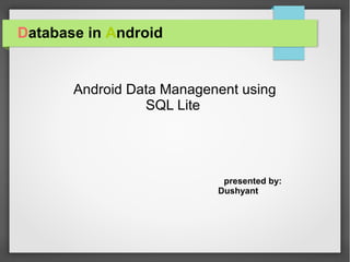 Sql lite android | PPT