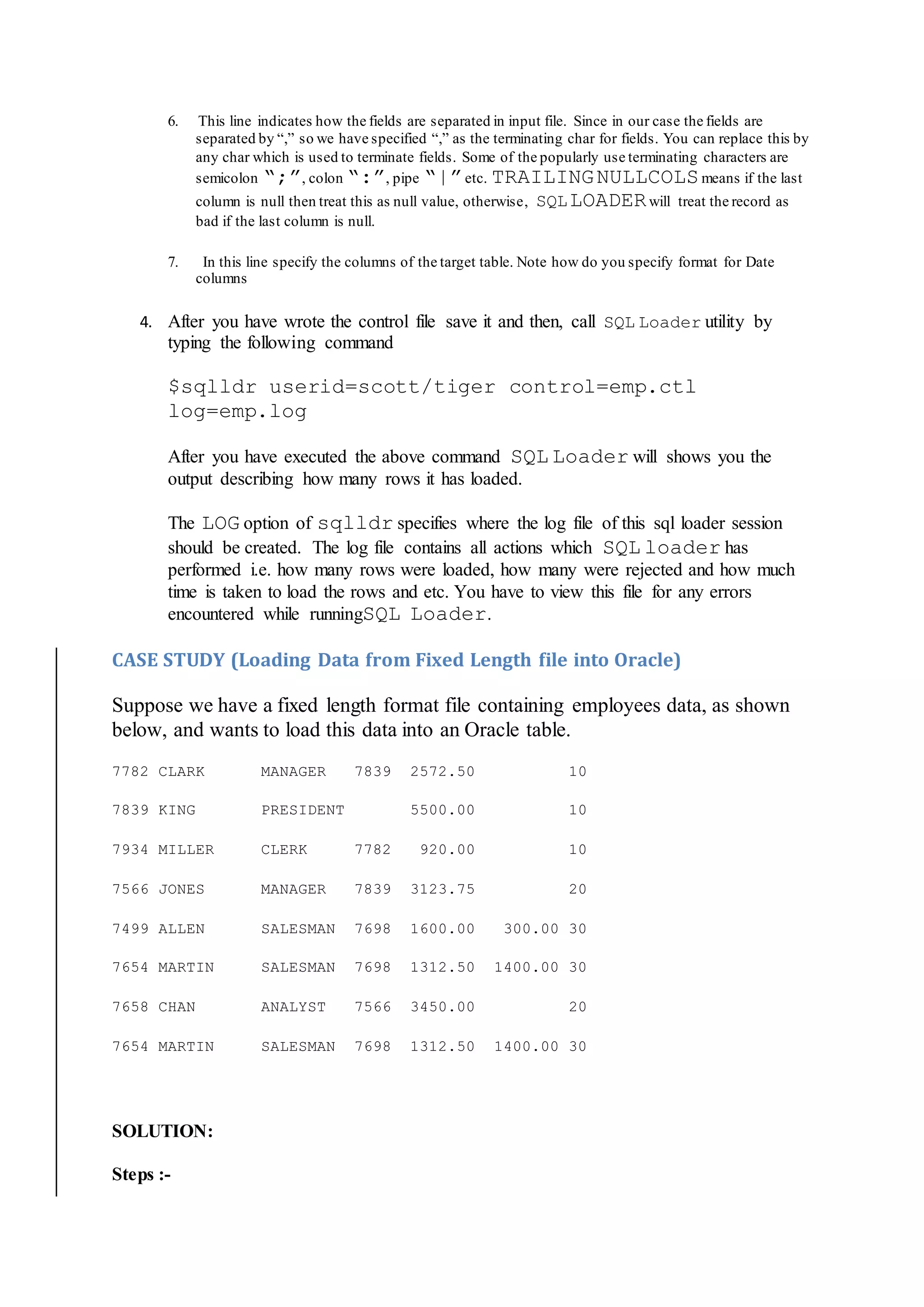 Sql loader good example | DOCX