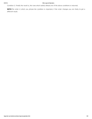 Sql logical operators | PDF