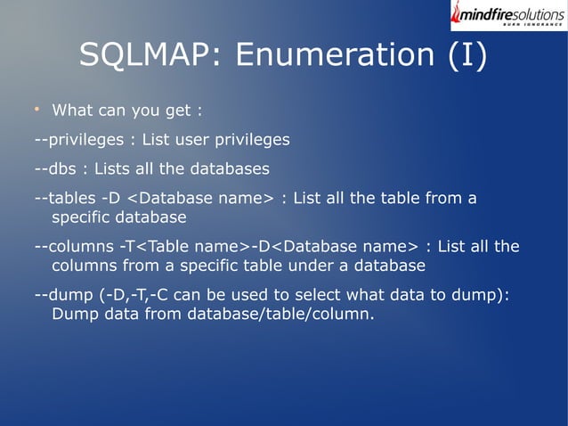 SQLMAP Tool Usage - A Heads Up | PPT