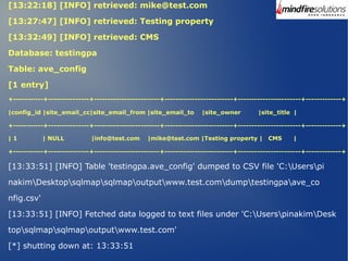 SQLMAP Tool Usage - A Heads Up | PPT