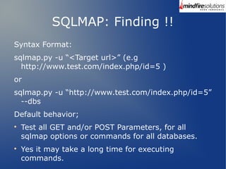 SQLMAP Tool Usage - A Heads Up | PPT