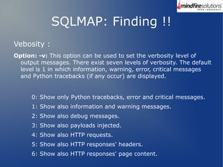 SQLMAP Tool Usage - A Heads Up | PPT
