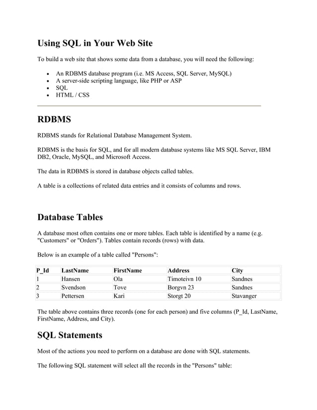 A must Sql notes for beginners | PDF