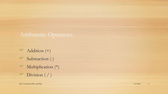 database management system: SQL operators | PPT | Free Download