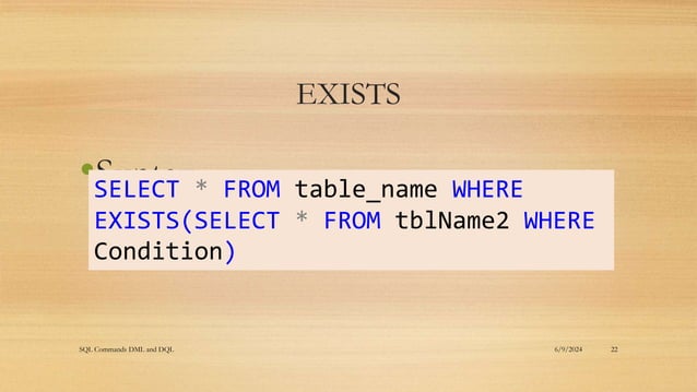 database management system: SQL operators | PPT