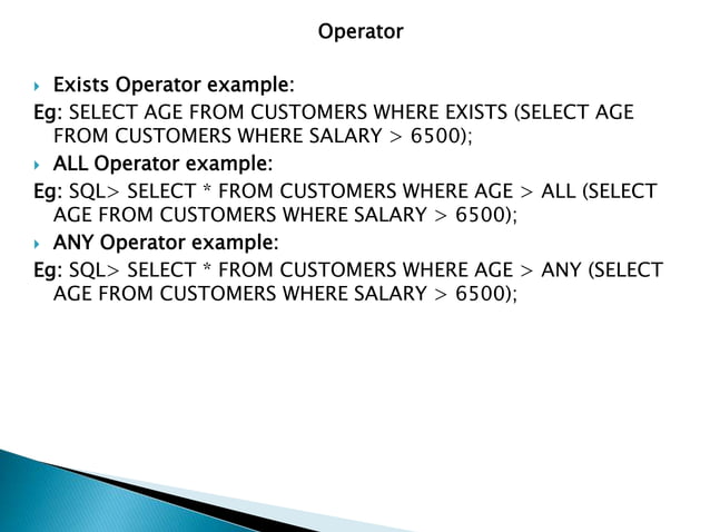 Sql Operator Pptx Databases Computer Software And Applications