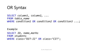 SQL Operators.pptx | Databases | Computer Software and Applications