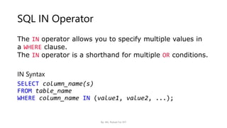 SQL Operators.pptx | Databases | Computer Software and Applications