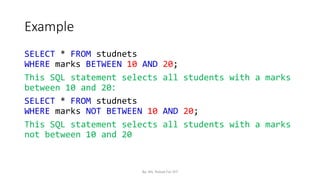 SQL Operators.pptx | Databases | Computer Software and Applications