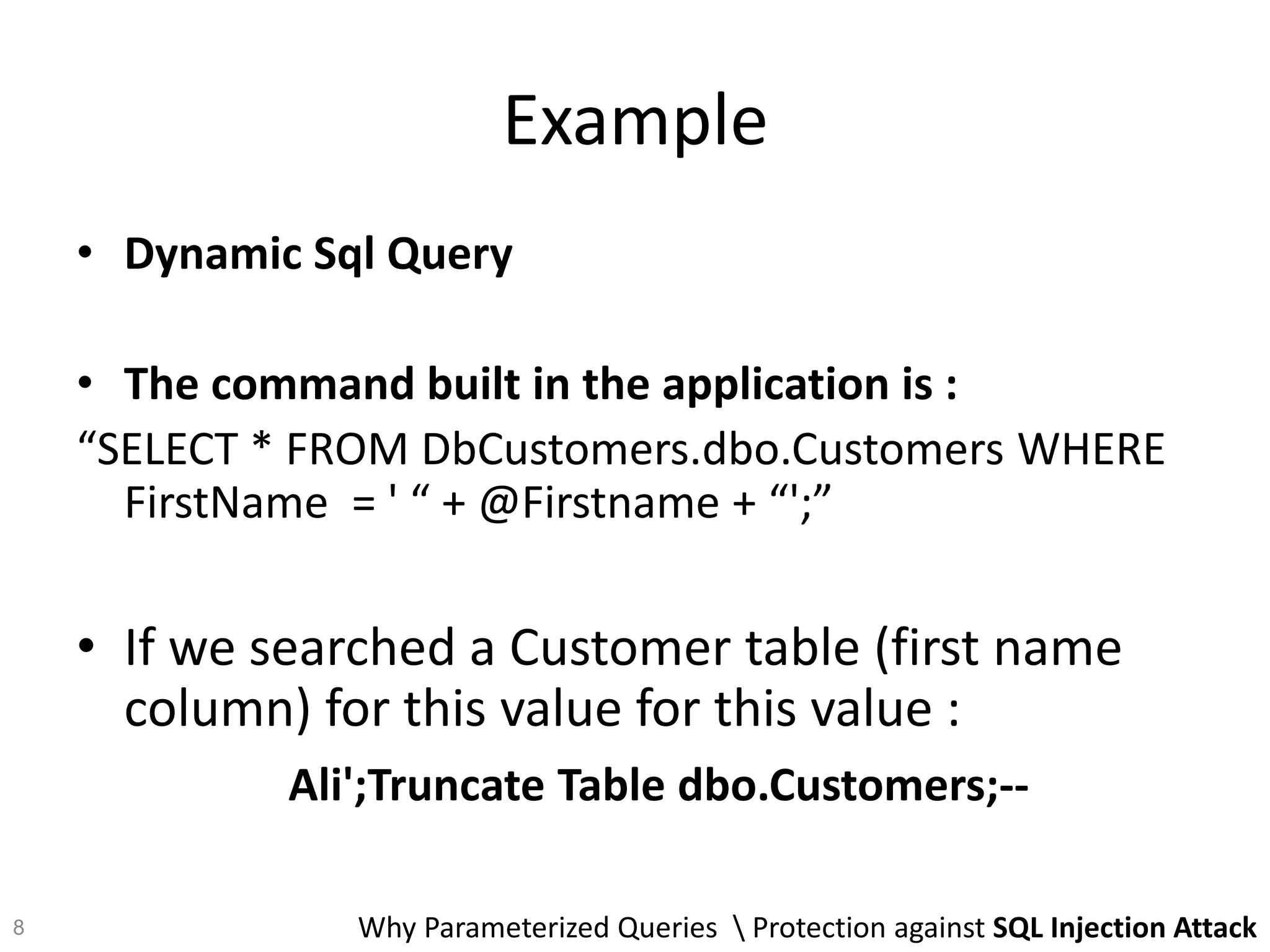 Sql parametrized queries | PPTX