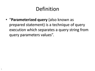 Sql parametrized queries | PPTX