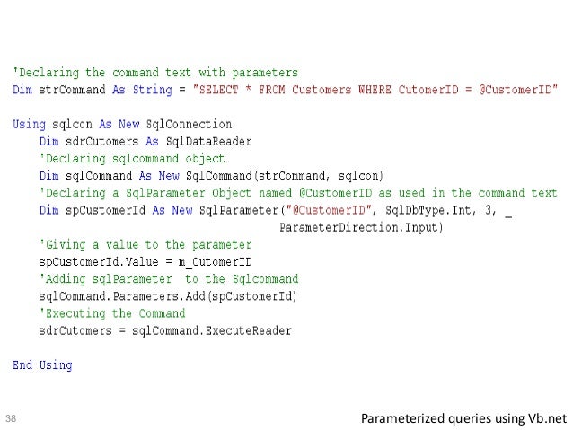 Sql parametrized queries