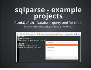 sqlparse Lightning Talk | PDF