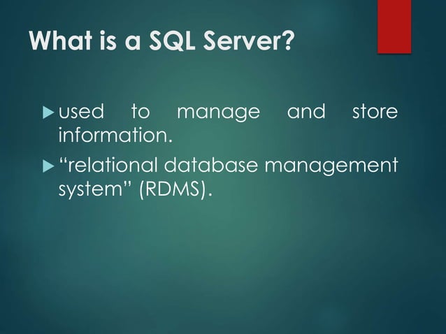 SQL server part 1 | PPTX
