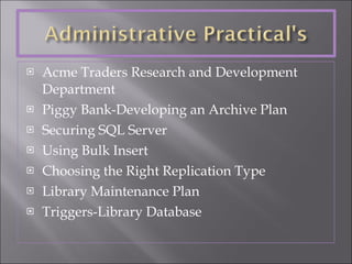 Sql portfolio admin_practicals | PPT