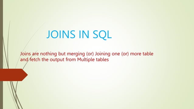 SQL PPT on joins | PPTX