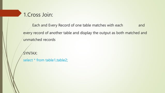 SQL PPT on joins | PPTX