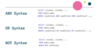 SQL PPT Blended Learning and their commands | PPT
