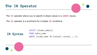 SQL PPT Blended Learning and their commands | PPT