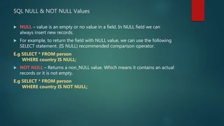 SQL Tutorial for Beginners | PPTX