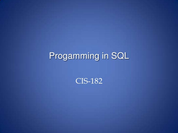 SQL Programming