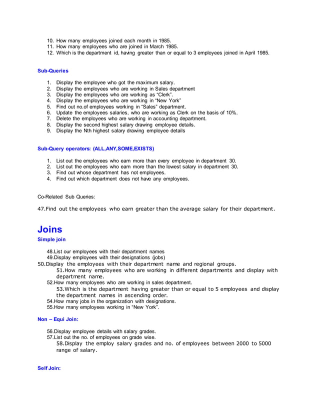 Sql Queries | DOCX | Databases | Computer Software and Applications