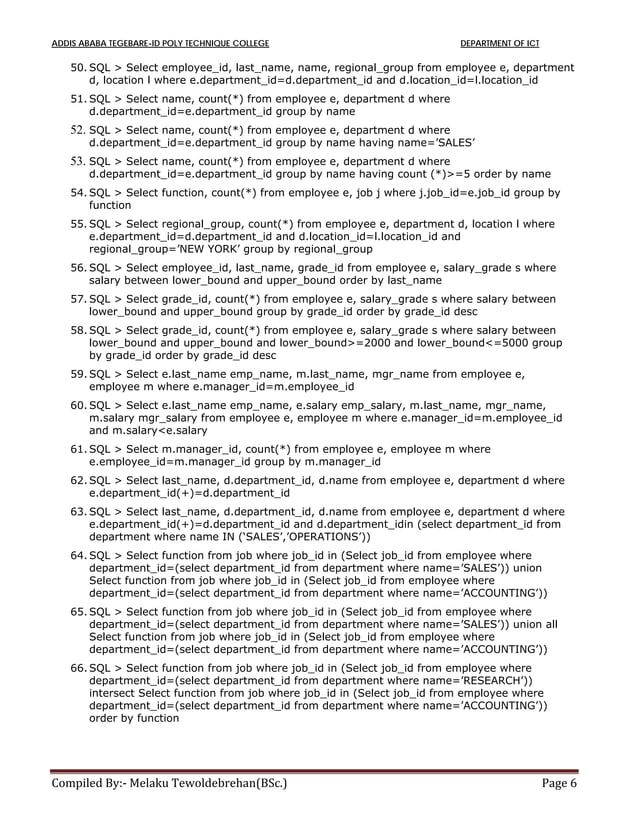 Sql queries questions and answers | PDF
