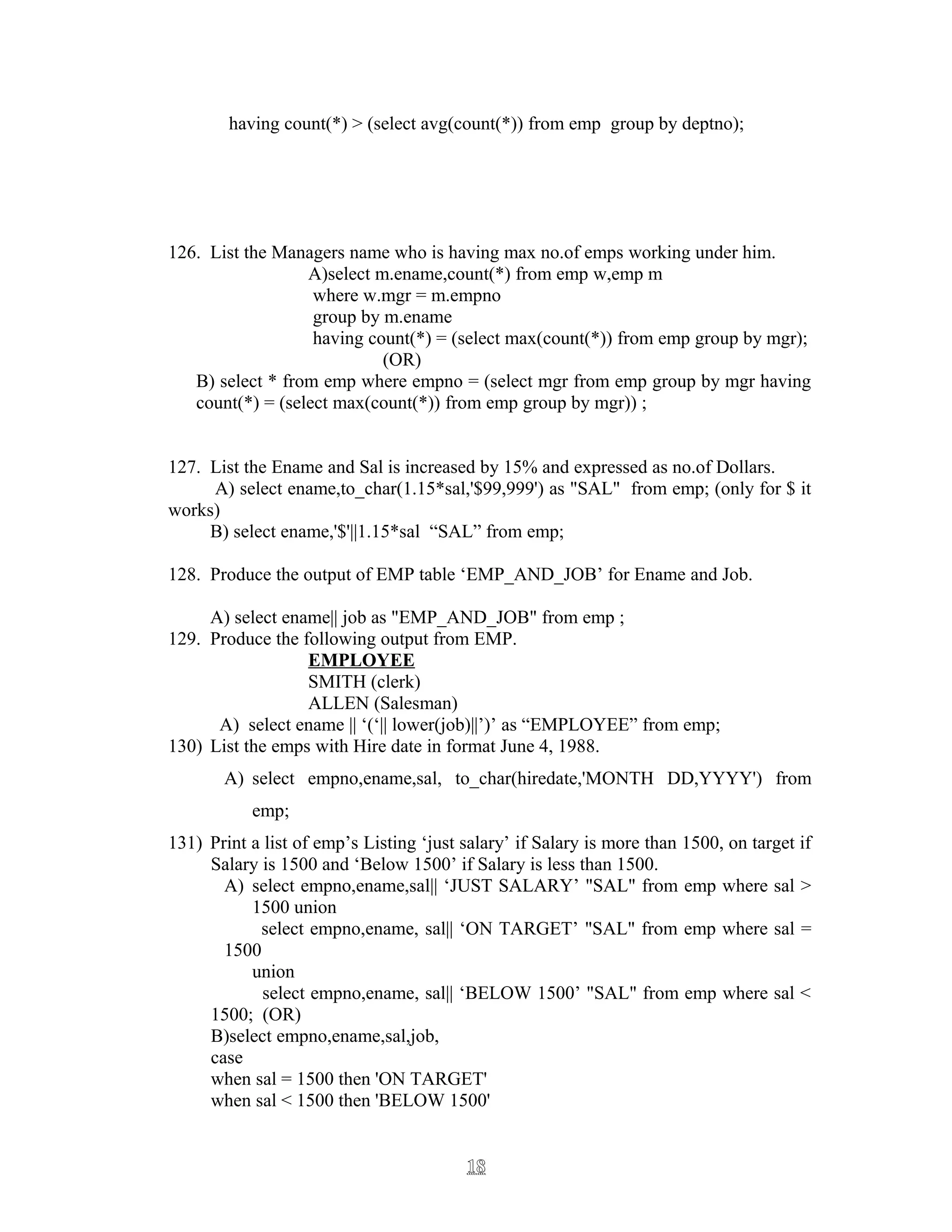Sql Queries With Answers Doc Databases Computer Software And 7480