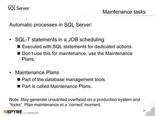 Sql query analyzer & maintenance | PPTX | Databases | Computer Software and Applications
