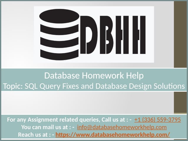 SQL Query Fixes and Database Design Solutions | PPT