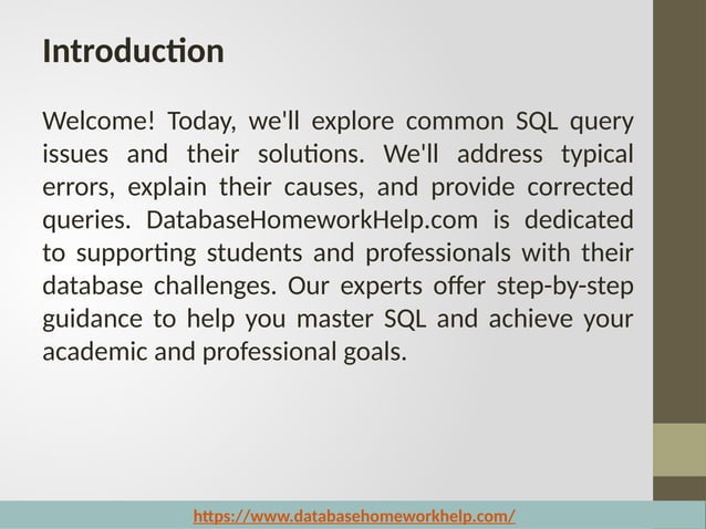 SQL Query Fixes and Database Design Solutions | PPT