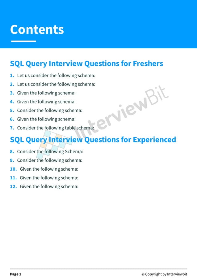 Sql Query Interview Questions Pdf Free Download 